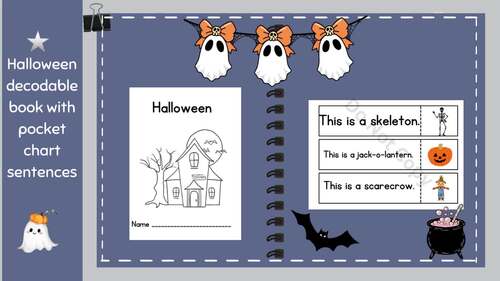 Halloween Decodable Reader & Pocket Chart Sentences by DendriteDuo