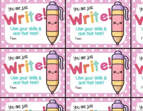 Cute Pen Testing Motivation Gift Tag- You are just Write! Use your ...