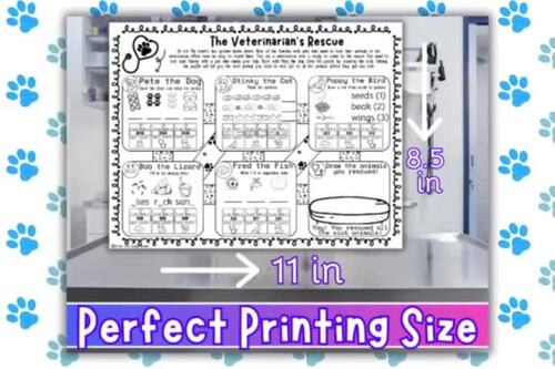 Veterinarian Kindergarten Printable Placemat Game Table Mat Kids ...