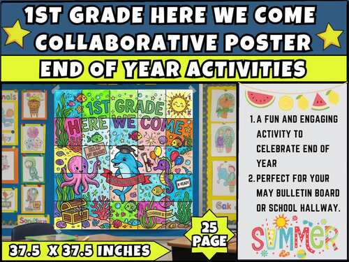 1st Grade Here We Come Collaborative Poster | Kindergarten Graduation ...