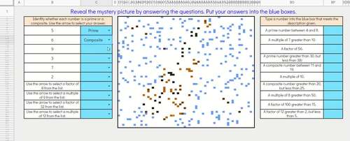 Digital Math Pixel Art Mystery Picture 4th Grade 4.OA.4 Prime ...