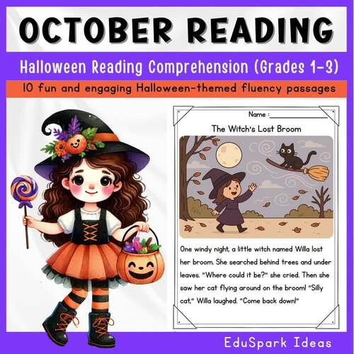 October Reading Fluency Passages | Halloween Reading Comprehension ...