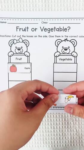 Fruit or Vegetable? Cut and Paste Sorting Activity by Taketing Academy