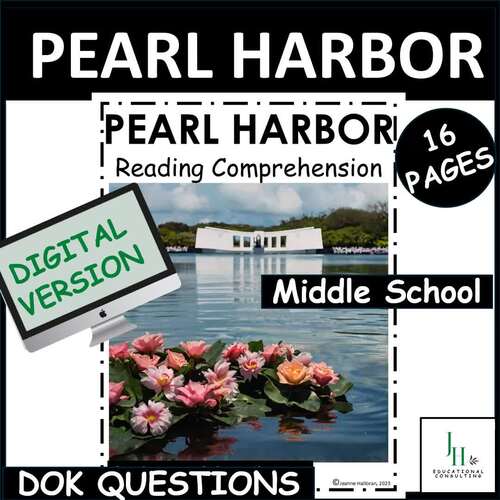 DIGITAL Pearl Harbor Day Reading Comprehension Activity Passage | December