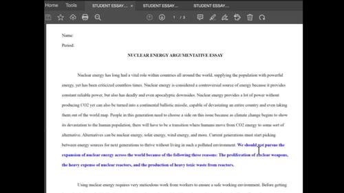 Nuclear Energy and Argumentation (NGSS-Chemistry Unit on Atomic Structure)