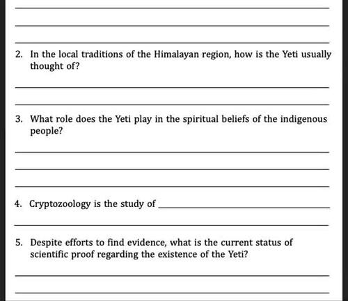 Discovering the Mystery of the Yeti - Reading Comprehension & Activities