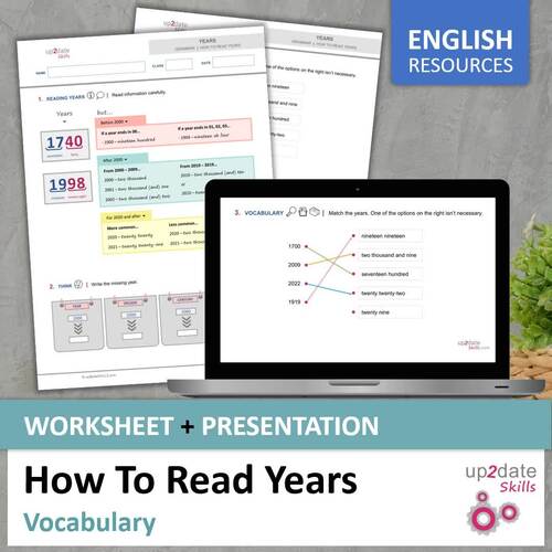 How To Read Years In English (Worksheet + Presentation) by up2dateskills
