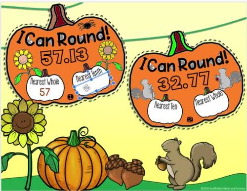 Pumpkin Rounding Decimals Math Pennant Activity - print and digital