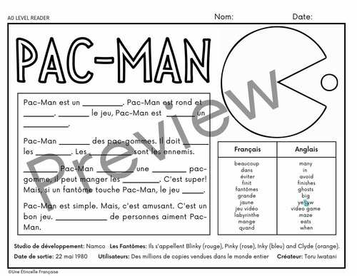 High Interest French Unit: Engage, Read, and Write with Pac-Man! A0, A1 ...