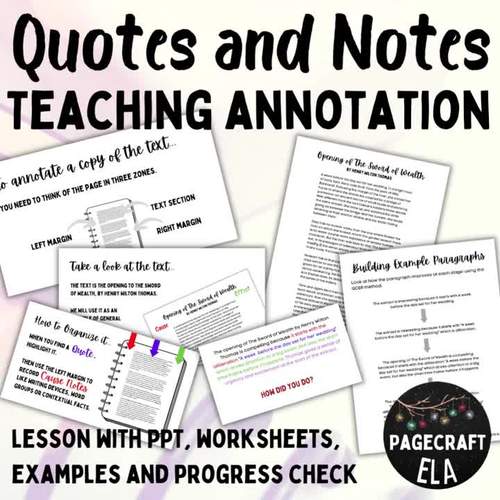 Quotes and Notes | How to Annotate Literature Texts | Guided Lesson