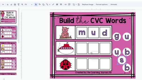 CVC Word Builder Short U Digital Resources | Phonics Center for K - 1st ...