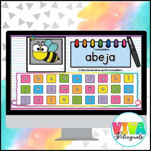 Abecedario | Writing Alphabet Words Powerpoint Game in Spanish | TPT