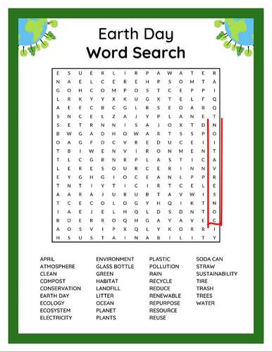 Earth Day Word Search by The Wandering Sky | TPT