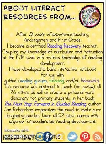 Interactive Notebook - My First Letters & Words - Alphabet Review