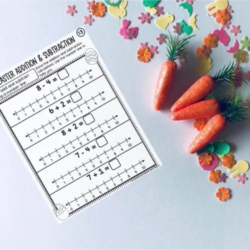 Easter Addition and Subtraction on a Number Line 1st Grade Kindergarten