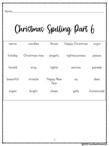 Christmas Spelling Practice Part 6 with Christmas Word Search | TPT