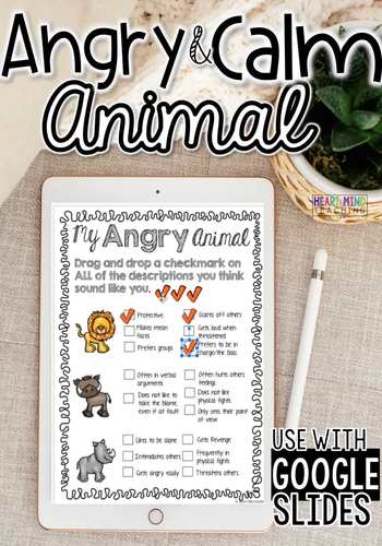 My Angry & Calm Animal for Anger Management Google Classroom Distance ...