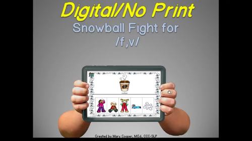 Snowball Fight Digital Activity for /f, v/ by Old School Speech | TPT