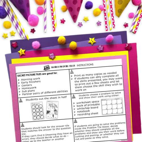 New Year Math Mystery Pictures Review Pack | Secret Picture Printables