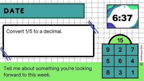 6th Grade Math Warm-Up Bell-Ringer Daily Welcome Slides FULL YEAR