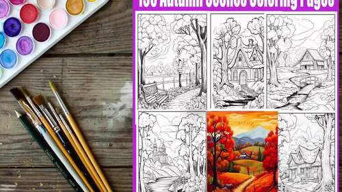 190 Amazing Autumn Scenes Coloring Pages- Autumn Scenes Coloring Book ...