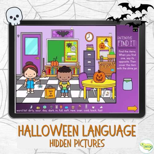 Halloween Language Hidden Pictures Boom Cards™ by In Unison Speech Therapy