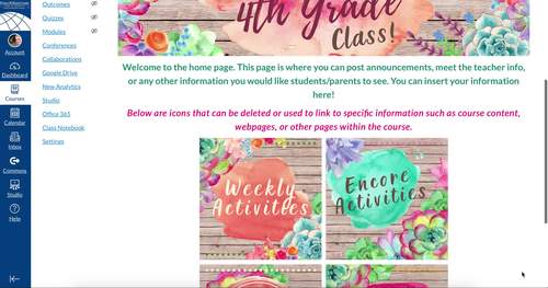 EDITABLE Canvas/Schoology/Online Course Template- Rustic Bloom Theme