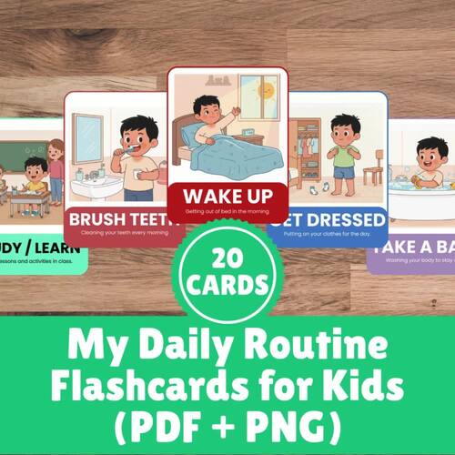 Daily Routine Learning Flashcards: Printable Cards for Kids – Instant ...