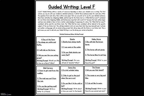 Level F Reading Passages | Word Work | Writing by Julia's Colorful ...