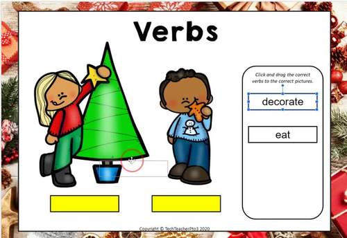 Parts of Speech Christmas Verbs Google Slides ™ Distance Learning ...