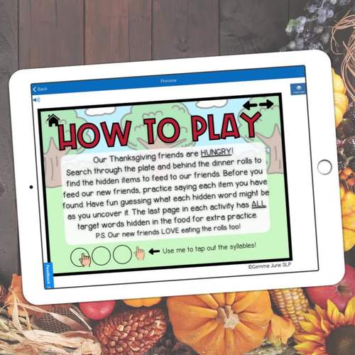 MULTISYLLABIC WORDS Thanksgiving Theme Boom Cards™ for Speech Therapy