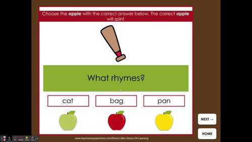 Apple Theme Rhyming Words Game for Google Slides™ by Little Library of ...