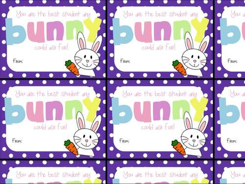 Easter Gift Tag for Students- You are the best student any bunny could ...