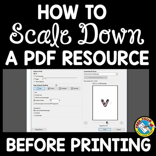 SCALING DOWN BULLETIN BOARD LETTER PRINTABLES OR OTHER PDF DOCUMENTS