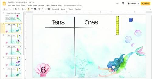 Mermaid Place Value Activity for Google Classroom by Kinder Obsessed
