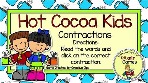 Giggly Games Hot Cocoa Kids Contractions Interactive Game GOOGLE SLIDES