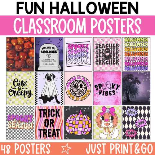 Halloween Classroom Decor Posters / October Collage Wall / Autumn Decor ...