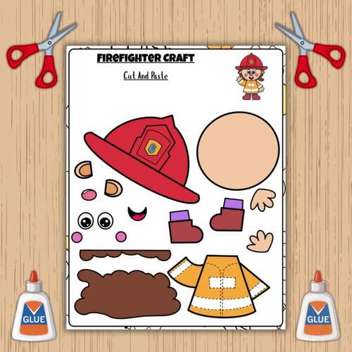 Firefighter Craft | Community Helpers Activity | Cut and Paste Craft