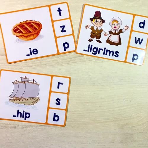 Thanksgiving Beginning Sound Cards by The Bright Kits | TPT