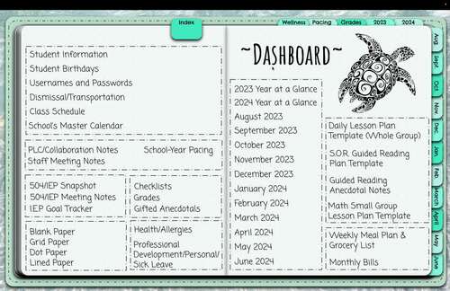 2023-2024 Digital Teacher Planner (Coastal Theme)~ GoodNotes by ...