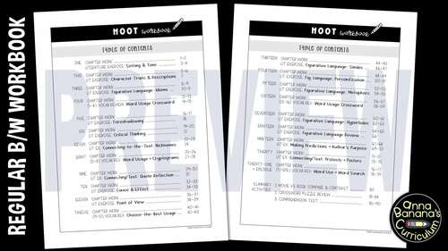 HOOT WORKBOOK: Print Novel Study by Anna Banana's Curriculum | TPT