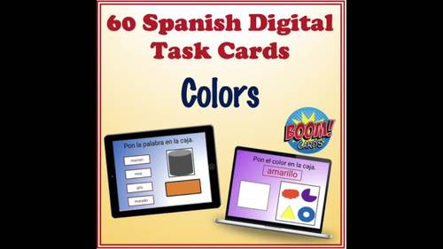 Spanish Colors Vocabulary Digital Task Cards (60 Boom Cards) | TPT