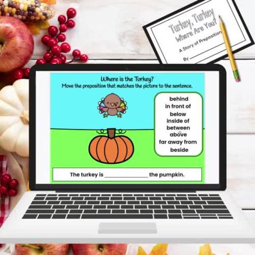 Thanksgiving Prepositions Activity for Google Slides™ plus printable book