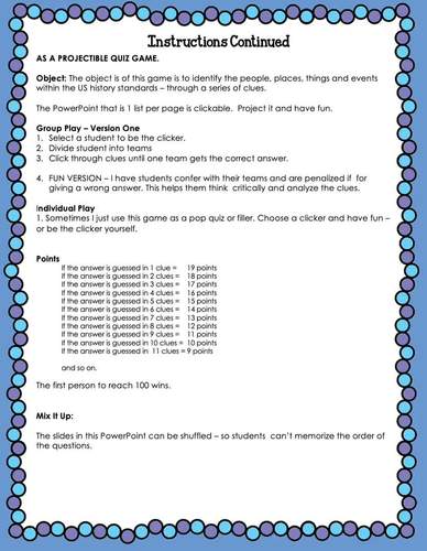 QUIZ GAME: US Colonial History - Card and PowerPoint Versions | TPT