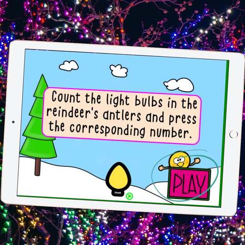 Find the numbers 0 to 10 Boom cards | Reindeer with lights | TPT