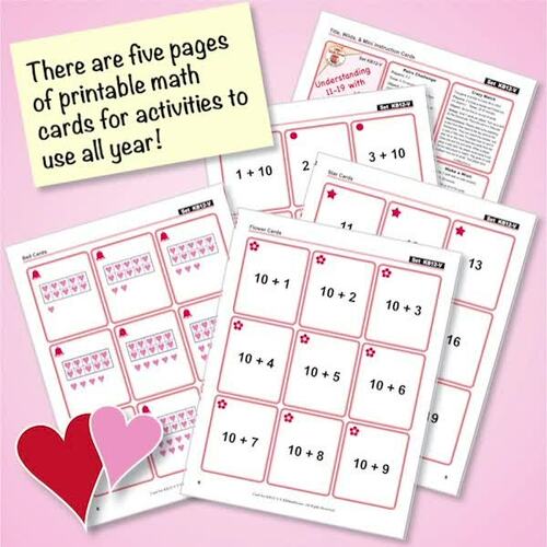 Teen Numbers 11-19 Hearts | Math Card Games & Valentines Day Fun in K & 1st