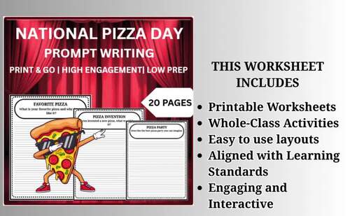 NATIONAL PIZZA DAY WRITING PROMPT | 20 PAGES | GRADE 3-8 | by Learnwith ...
