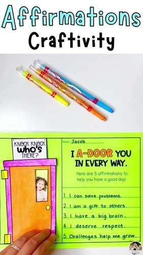 Positive Affirmations SEL Bulletin Board Craft by NamasteinSchool1