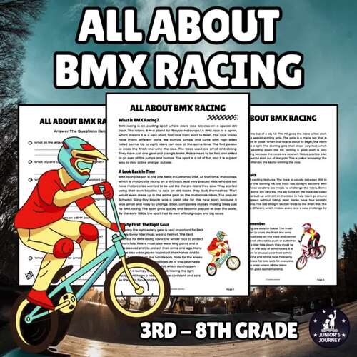 BMX Racing Reading Comprehension | Informational Worksheet | Grades 3 - 8