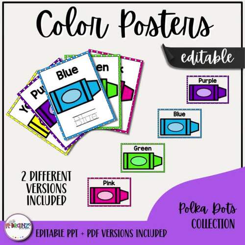 Editable Color Posters | Classroom Decor Display Set | PowerPoint & PDF